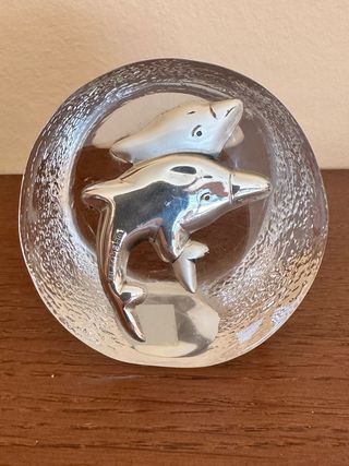 Blocco di cristallo delfini 