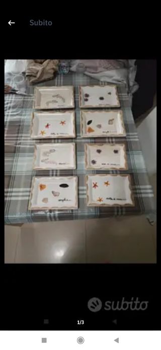 Set piatti in porcellana dipinti a mano tema pesce