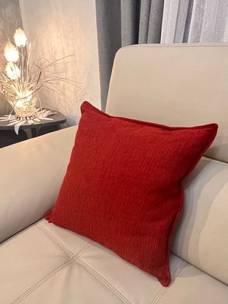 Cuscino rosso a righe orizzontali 