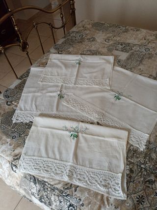 set asciugamano cotone ricamate 4 pezzi 