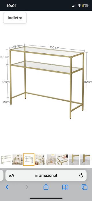 Tavolo console oro
