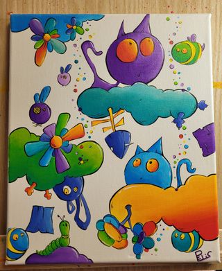 tela dipinta a mano gatti