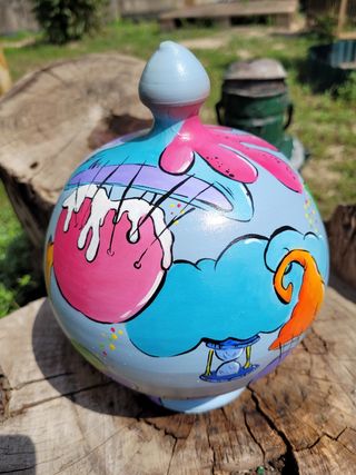 salvadanaio terracotta dipinto a mano 