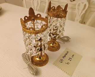 Abat jour vintage lampade colore oro con pendenti 