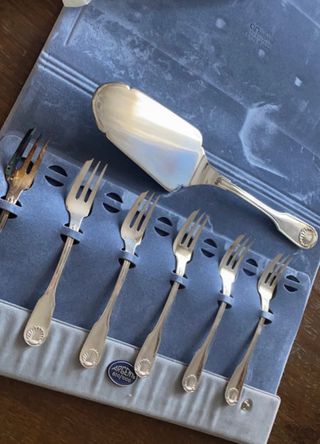 Set 6 forchettine dolce argento 800 con pala 