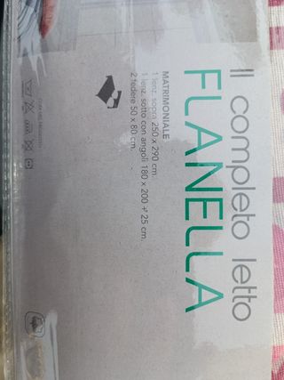 completo lenzuola matrimoniale flanella 