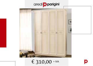 Armadio classico a quattro ante battenti decorato 