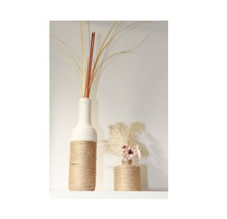 Coppia Vasi porta fiori vetro decorati con spago