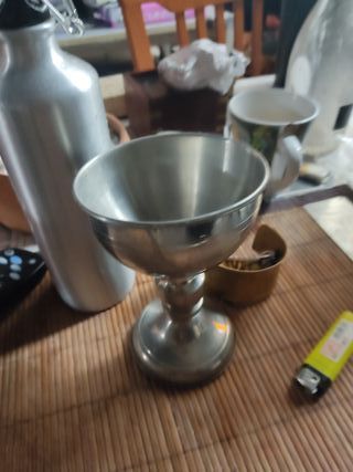 Antico Calice massoneria in peltro da cerimonia 