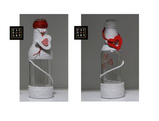 2 Vasi vetro portafiori con spago e decorazioni