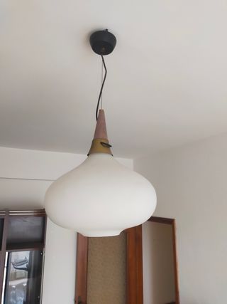 lampadario MidCentury in vetro di murano e ottone.