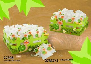 Sacchettino con cesto per nascite/battesimo