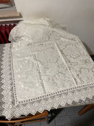 Tovaglia fiandra cotone 120x200 cm bordo in pizzo