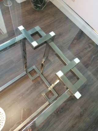tavolo anni '70 acciaio e cristallo