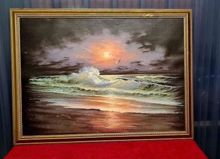 Quadro gabbiani al tramonto "notturno" g. Cousteau