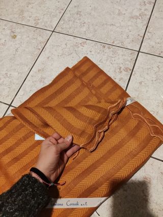 coperta matrimoniale nuova arancione misto lino