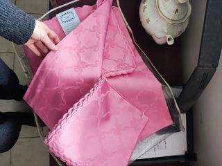 tovaglia raso seta vintage 12 persone anni 70 rosa