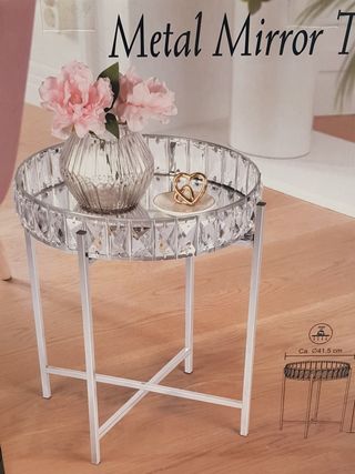 tavolino con vassoio specchiato 41.5x50cm