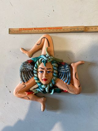 Trinacria terracotta - Sicilia - dipinta a mano