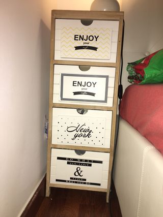 Comodino/mobiletto 4 cassetti legno