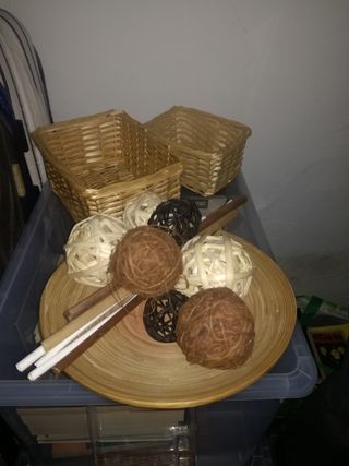 ceste e centrotavola in bamboo e vimini