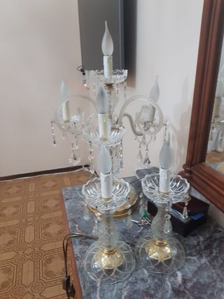 tris di lumi e lampadario in swarovski originale