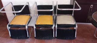 6 sedie anni70 cromo e velluto nero