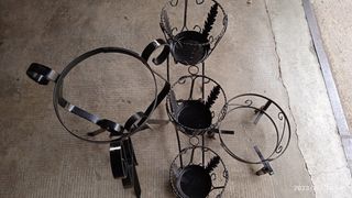 Tris portavasi in ferro battuto 