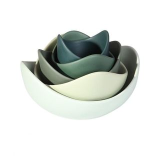 Set di ciotole lotus da 5 pezzi verde in ceramica