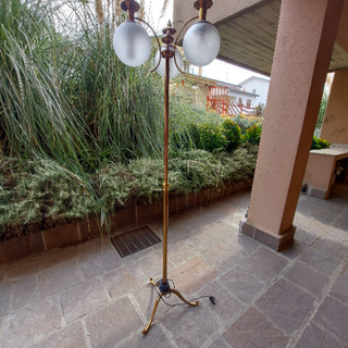Lampada da terra in ottone anni 70 con 3 luci
