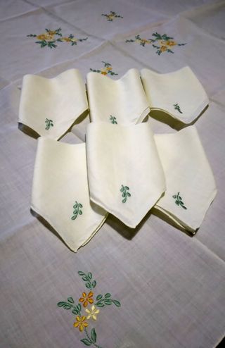 Tovaglia fatta e ricamata a Mano,organza con tovag