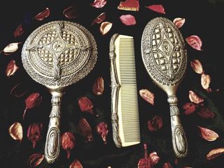 set vanity spazzola pettine specchio argento