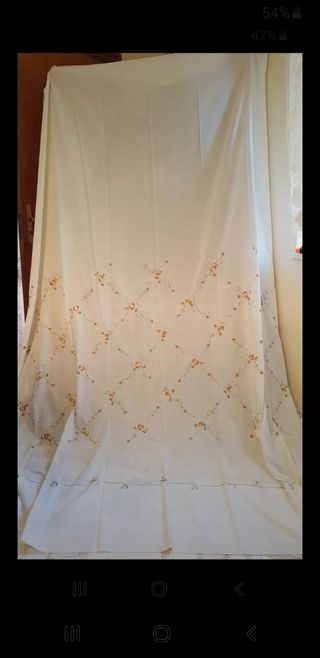 tende cotone ricamate 2 coppie =4 pezzi 