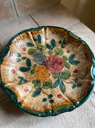Vassoio in coccio Deruta dipinto a mano 