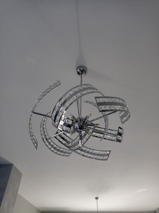 Lampadario acciaio e Swarovski