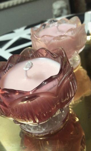 Candele con portacandele vetro 