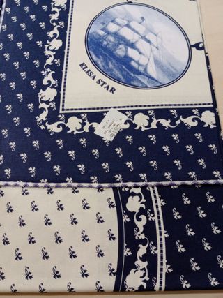 servizio da tavola per 6 Vascelli 100% cotone blù 