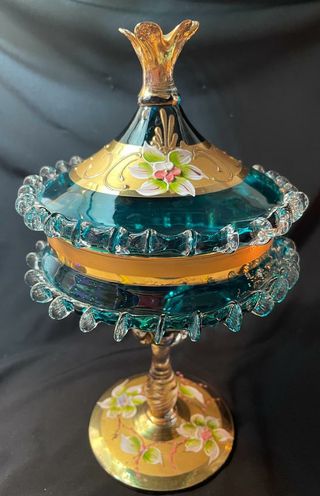 alzatina porta bon bon biscottiera vetro murano 