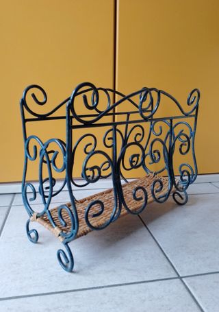 Portariviste portaoggetti vintage vimini e ferro