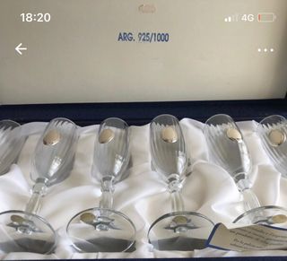 Bicchieri flûte in cristallo e argento