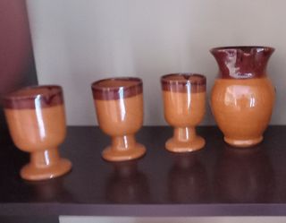 set vino garaffa e bicchieri terracotta artigianal