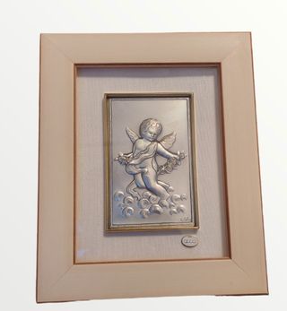 Quadretto Angelo custode argento bassorilievo 925