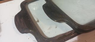 2 vassoi antico in legno e vetro