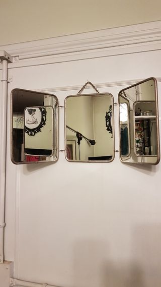 Specchio trittico da barbiere da viaggio vintage