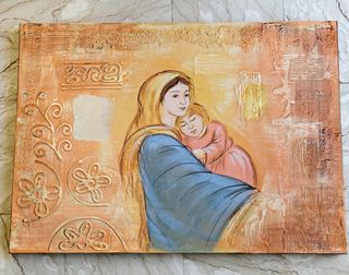 Quadro sacro moderno dipinto ad olio su tela 50x70