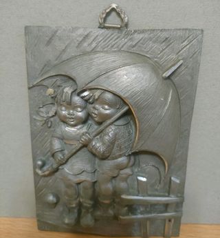 quadretto in peltro e velluto vintage 