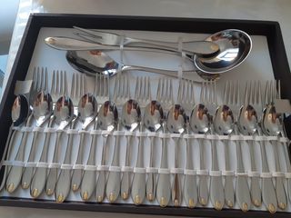 Servizio 75 posate Inoxpran acciaio e oro