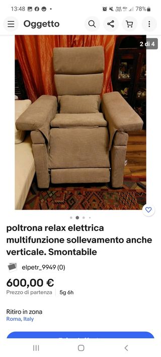 vendesi poltrona elettrica nuova