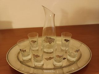 Set 6 bicchieri con brocca e vassoio 