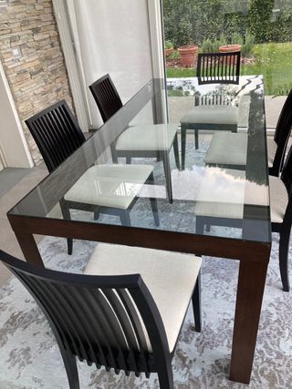 Tavolo  rovere  e cristallo 